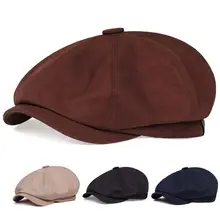 Fashion Newsboy Cap Men's Twill Cotton Hat 8 Panel Hat Baker Caps ...