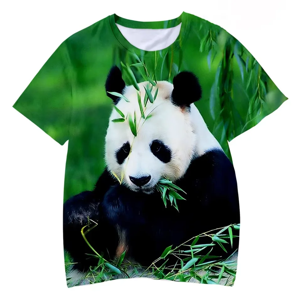 Cute Panda T-shirt Funny Animal 3D Print Men Women Short Sleeve T ...
