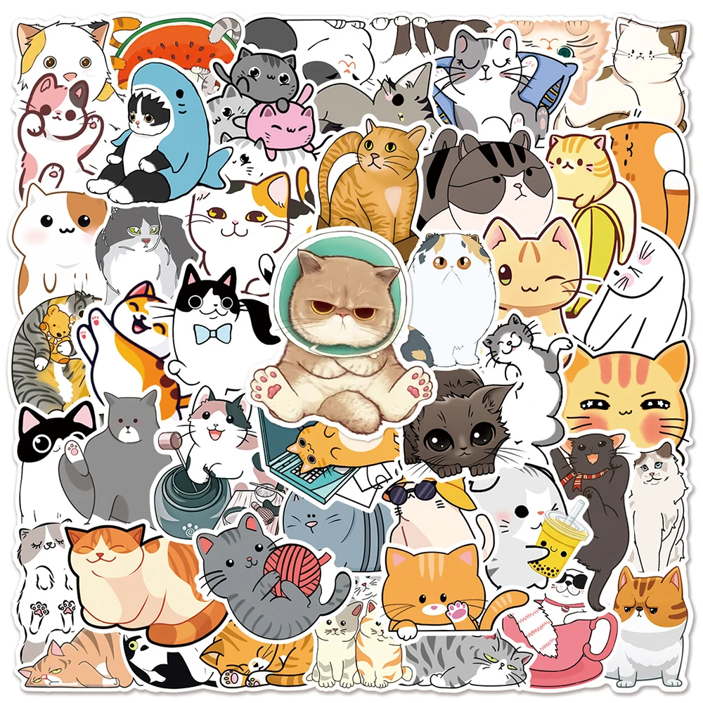 10/30/50pcs Kawaii Animals Cats Cartoon Stickers Aesthetic Funny MEME ...