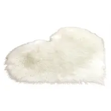 Heart-shaped Fluffy Rug Cushion Bedroom Mat Artificial Wool Hairy ...