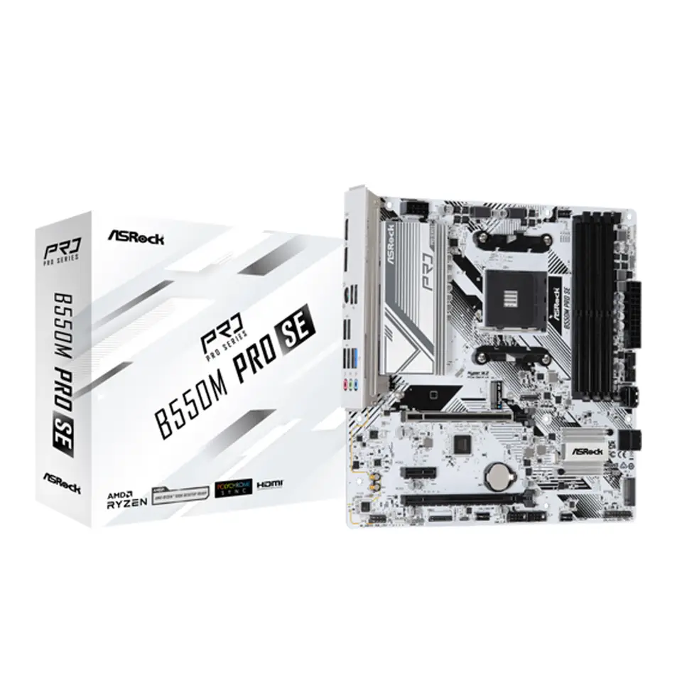 Asrock B550M Pro Se White Motherboard - Ddr4, Pcie 4.0, M.2, Usb 3.2