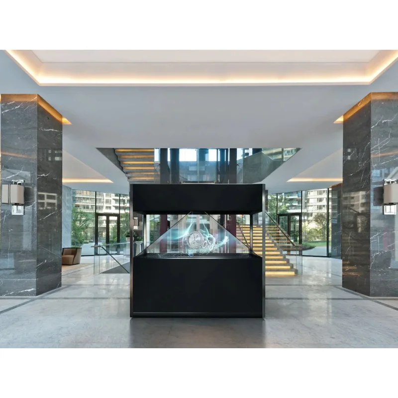 360 Degree 4 faces Hologram 3D Box Holographic Pyramid Showcase 19 inch ...