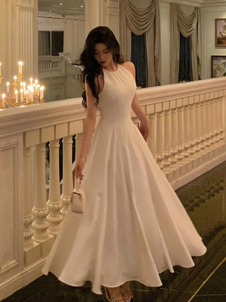 French Romantic Burgundy Evening Prom Dress Women Elegant Sleeveless A ...