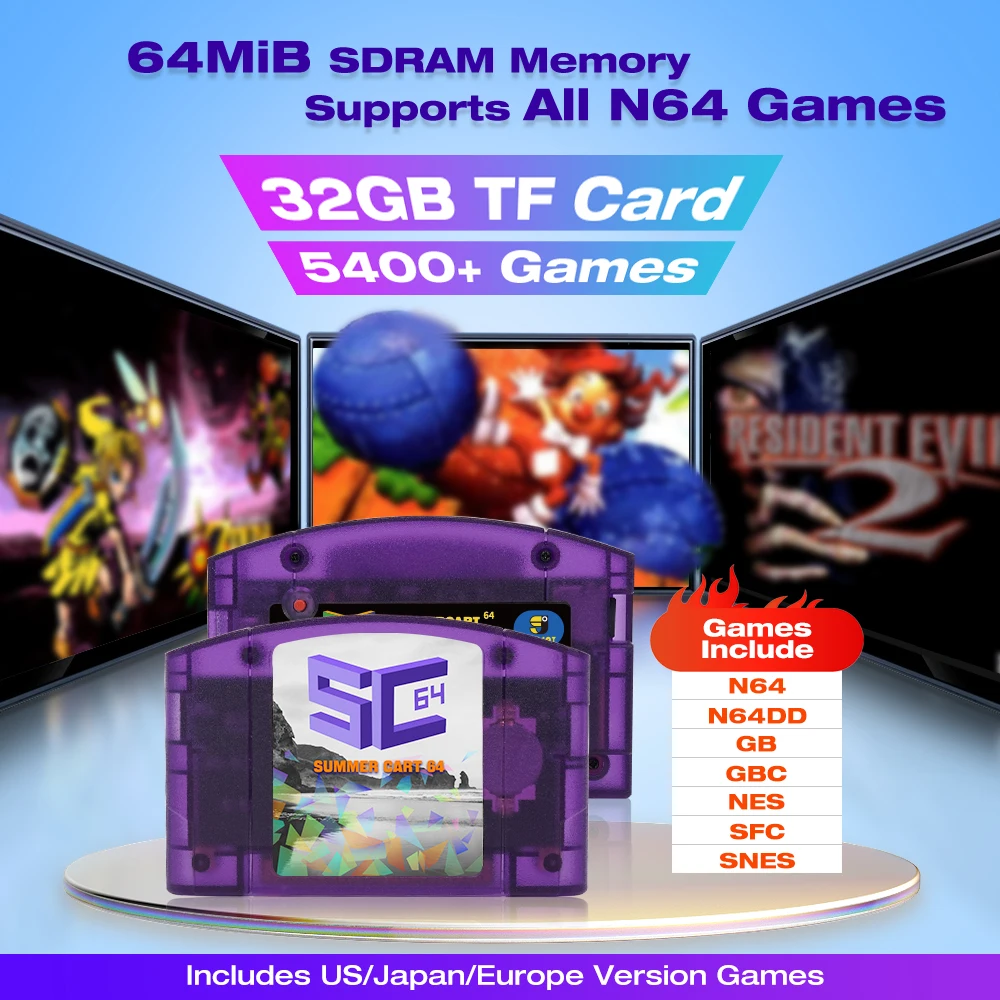 EPICJOY SummerCart 64 SC64 Open Source Game Card N64 with Built-in ...