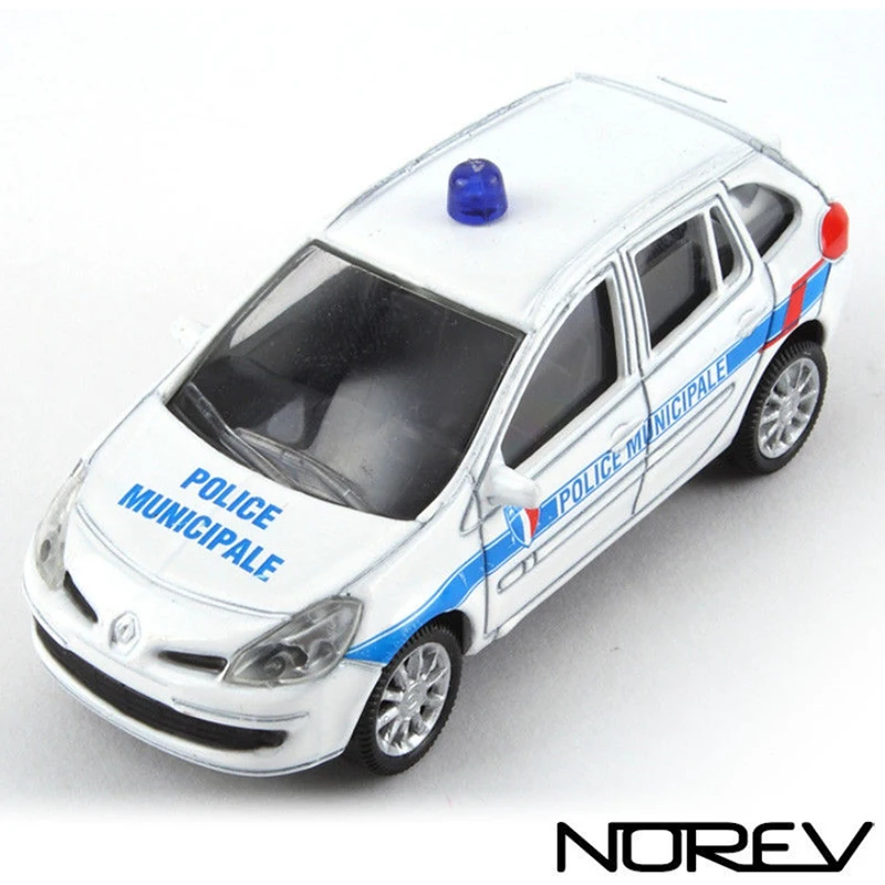 Collector-Grade Norev 1:64 Renault Clio Police White Die-Cast Car Toy