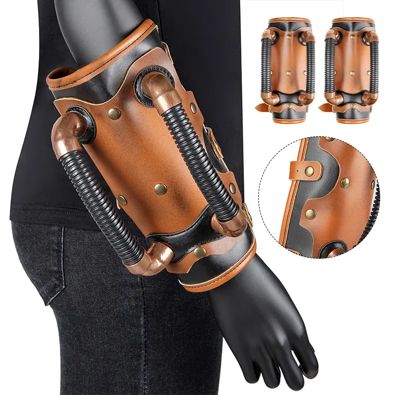 Vintage Medieval Steampunk Arm Armor Gauntlet Gloves For Cosplay Costumes