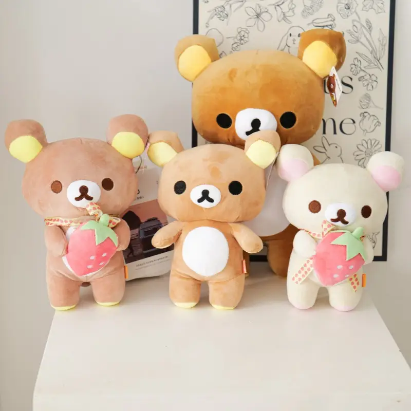 Adorable Rilakkuma Teddy Bear, Kawaii Strawberry Decor – Anime Gift!