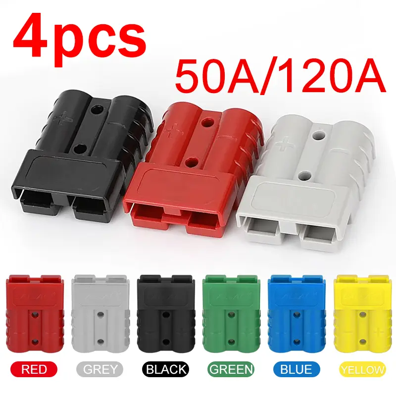 High-Current Anderson Plug Connectors, 50A/120A Battery Charging, 4Pcs ...