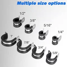 30PCS 304 Stainless Steel Rubber Lined P Clips R-type Pipe Clamp Cable ...