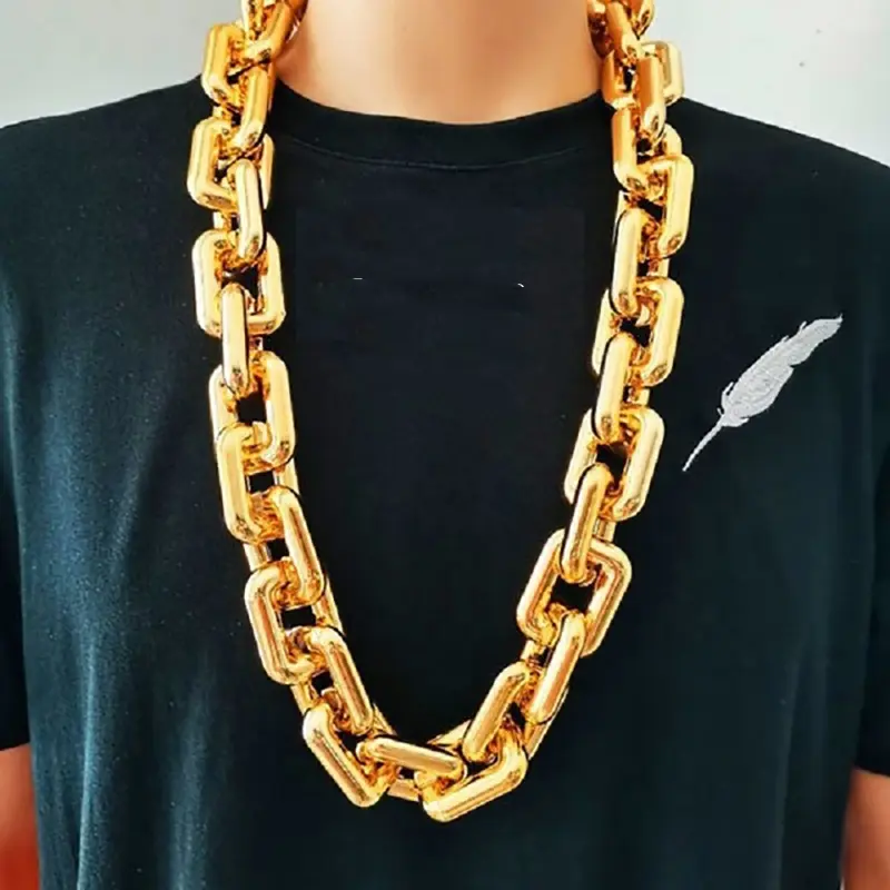 Thick Gold-Accented Acrylic Necklace; Hip-Hop Style Jewelry For Men And ...