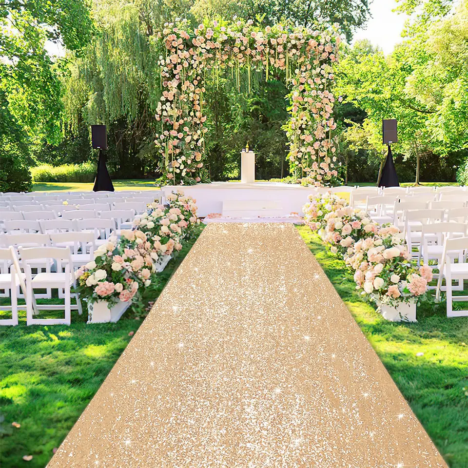 Wedding Aisle Runner Carpet Anti-slip Wedding Golden Carpet Wedding ...
