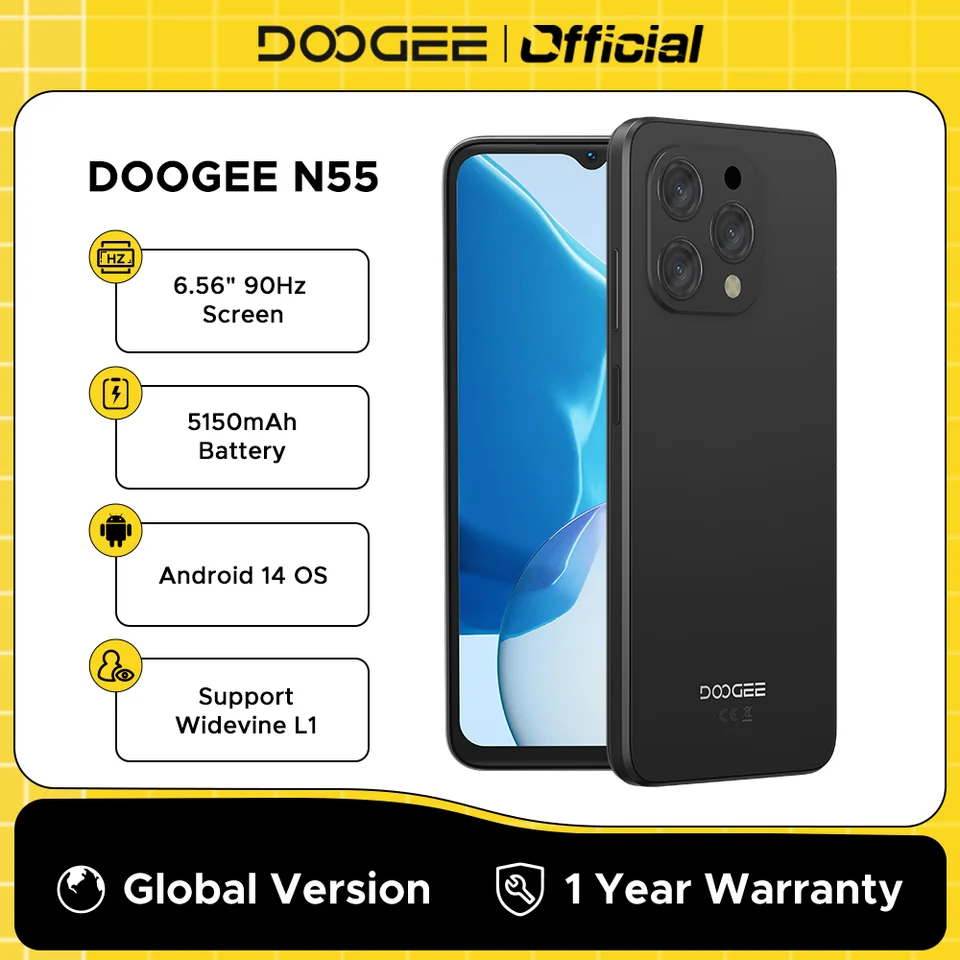 High-Spec Doogee N55 90Hz Ips 9Gb Ram Phone, 5150Mah Battery, Face Unlock