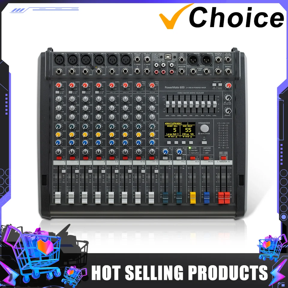 Powermate 600 Pm600-3 1000W X 2 Professional Dj Audio Mixer Stage Sound ...