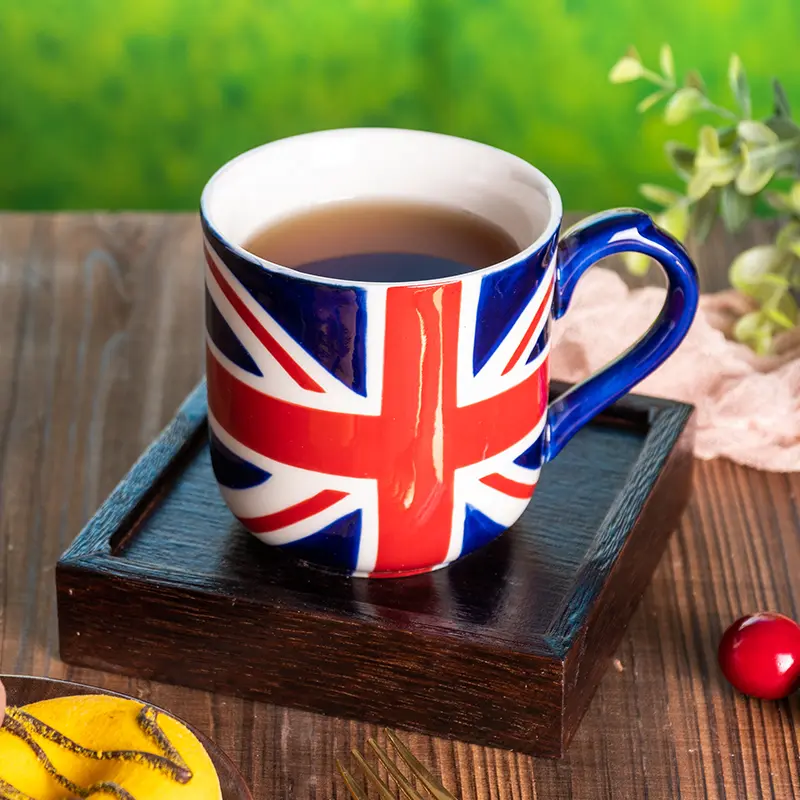 Hand-Painted British Flag Mug, 250Ml Ceramic Tea Cup, Light Luxury Design.