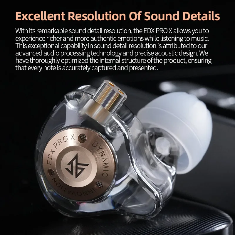 KZ EDX PRO X IEM Earphones Dynamic Drive HiFi Deep Bass Sound Earbud ...