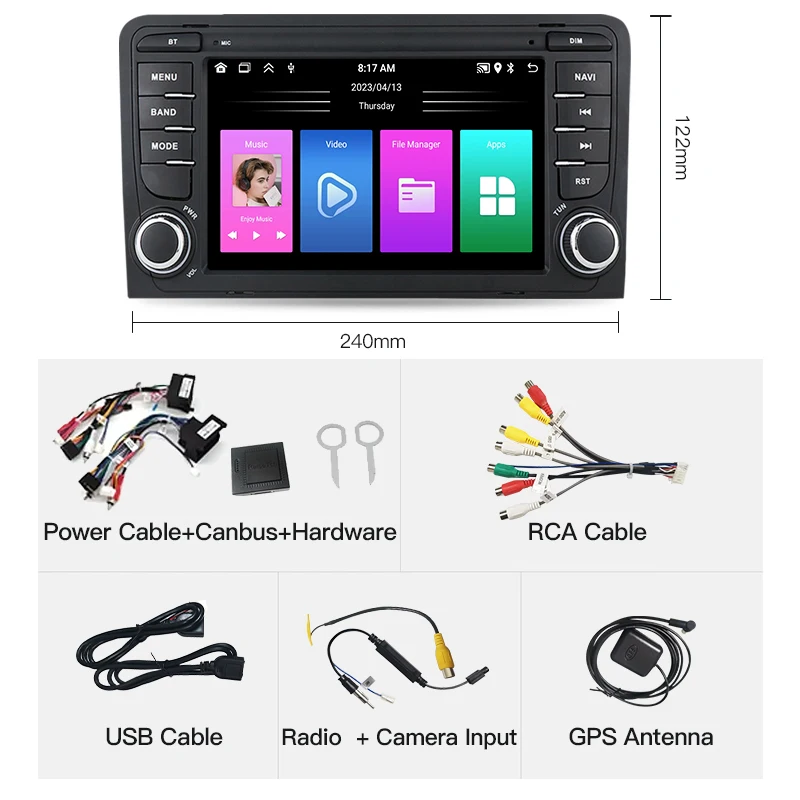 For Audi A3 8P 2003-2011 S3 RS3 Sportback Multimedia GPS Autoradio ...