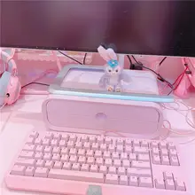 Pink Desktop Storage Shelf With Drawer For Computer Files.