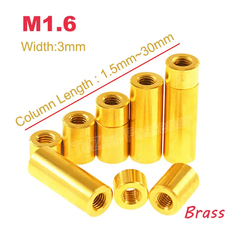 2-10pcs M1.6 Length 2~30mm Round Brass Standoff Spacer Stud Spacing ...