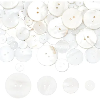 70pcs White Shell Buttons Freshwater Shell Button Sewing Buttons 2 Hole ...
