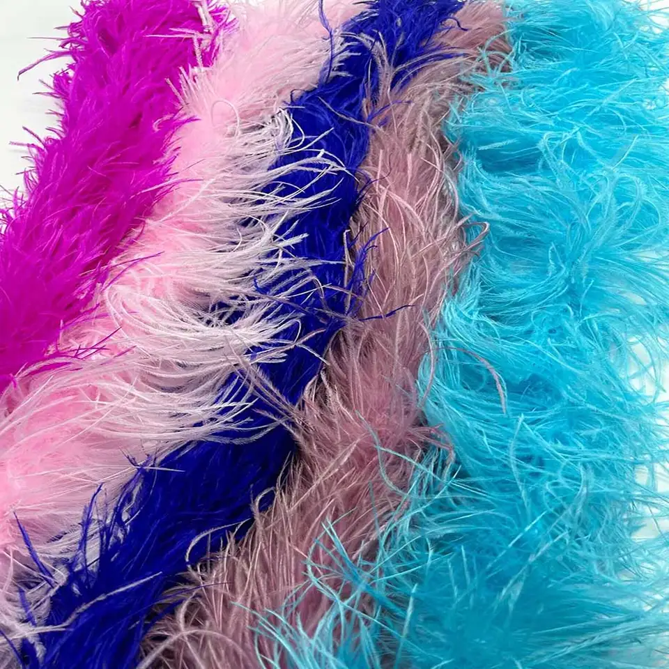 2 Meters 6 Layer White Natural Ostrich Feathers Boa Quality Fluffy ...