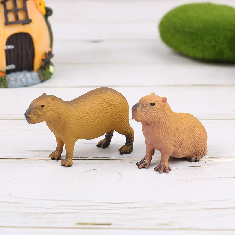 New Simulation MIni Cute Wild Animals Model Figurines Capybara Action ...