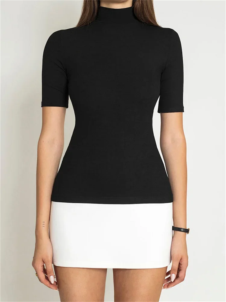 Tossy Summer Female Contrast Mini Dress Casual High Waist Short Sleeve ...