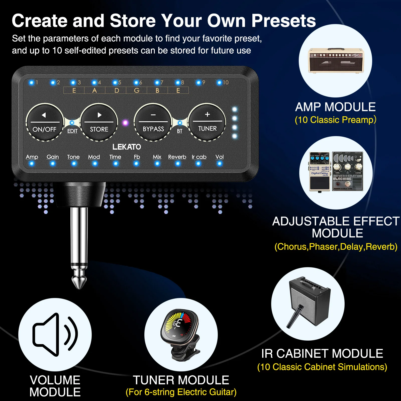 Lekato Guitar Plug Amp Pa-1 Headphone Mini Amplifier Speakers Combo ...