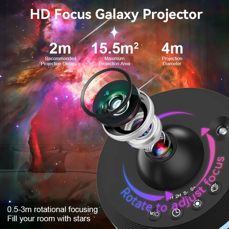 12 IN 1 Galaxy Star Projector with Meteor Ultra Clear Night Light Lamp ...