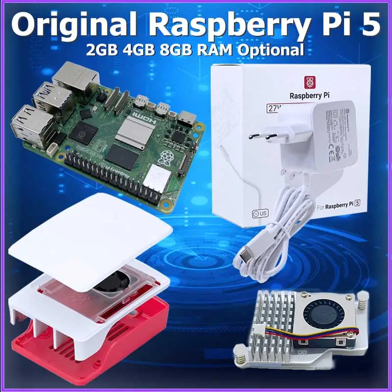 Raspberry Pi 5 Demo Board: 2Gb/4Gb/8Gb Ram, 2.4Ghz Cpu, Optional Fan & Case