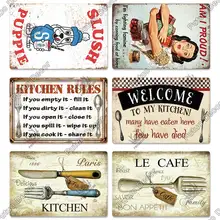 Vintage Tin Sign Plaque Decor For Kitchen Or Dining Room Walls.