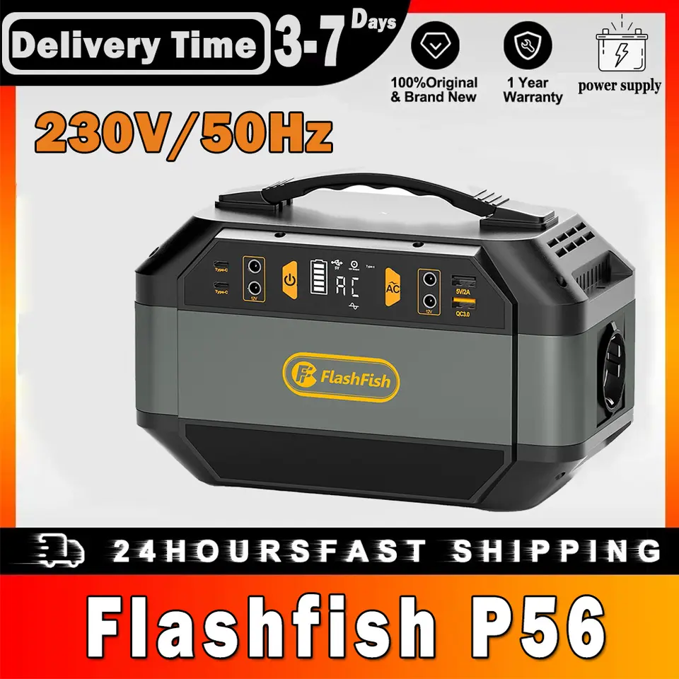 Flashfish P56 Pure Sine Wave Portable Power Station For Camping And Solar Charging