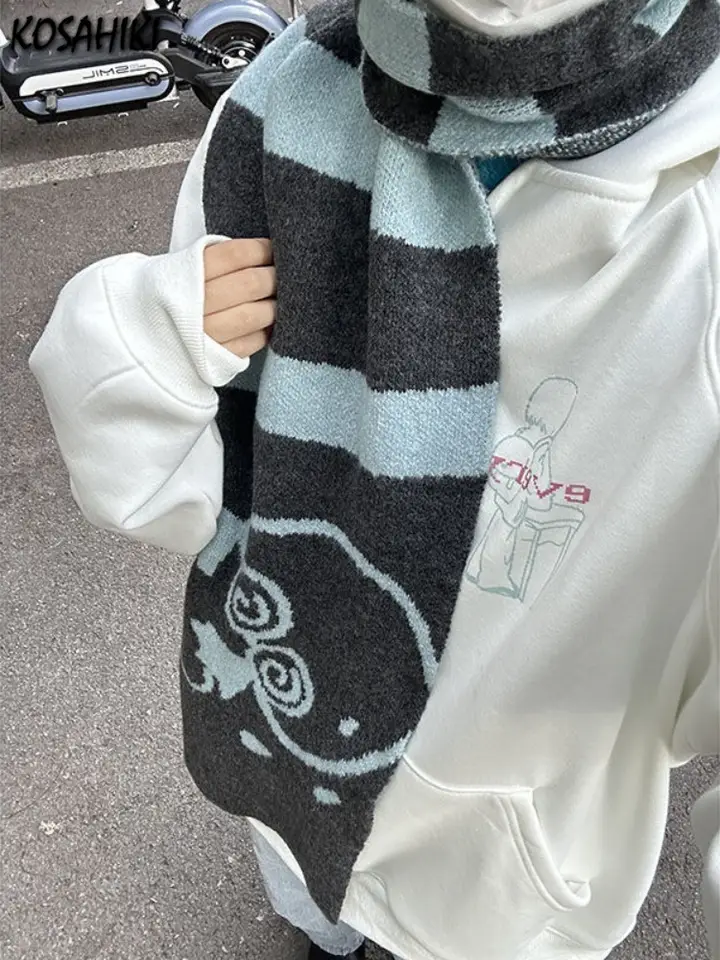 All Match Dog Jacquard Girl Long Scarves Japanese Basic Scarf Gothic ...