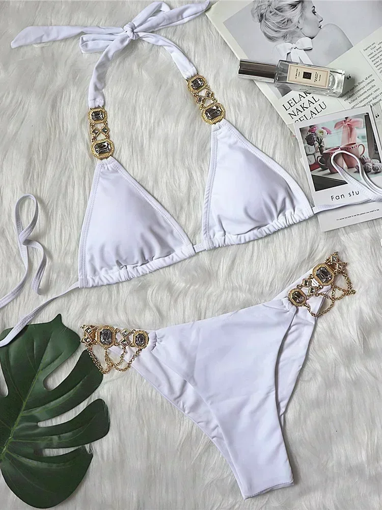 2025 Shiny Rhinestone Diamond Bikini Women Swimsuit Female Swimwear Two ...