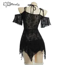 MEOWCOS Goth Bikini Flocking Design Swimsuit Dark Style Gothic Bathing ...