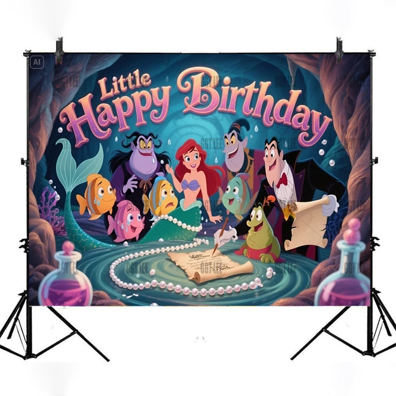 Disney Little Mermaid Ursula's Lair Backdrop - Ariel Sebastian ...