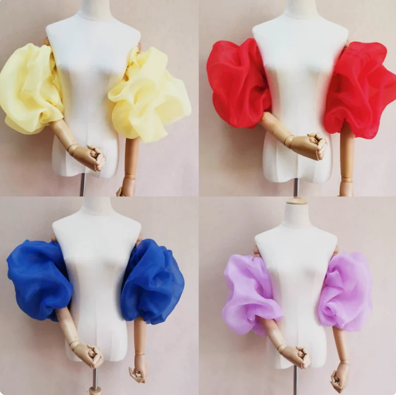 Chic Organza Puff Sleeves Wedding Gloves For Boho Brides.