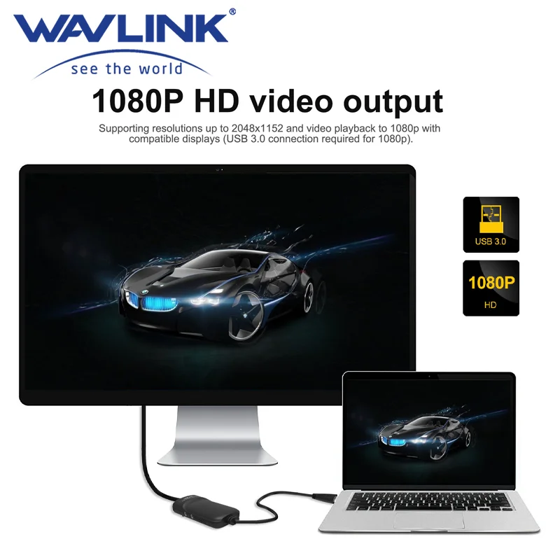 Wavlink Usb 3.0 To Hdmi Adapter, 5Gbps, Windows 10/8/7/Xp Compatible