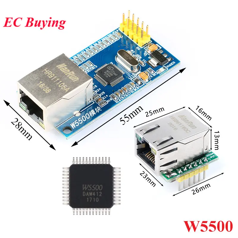 1Pc-5Pcs W5500 USR-ES1 SPI to LAN Ethernet Converter Board Module TCP ...