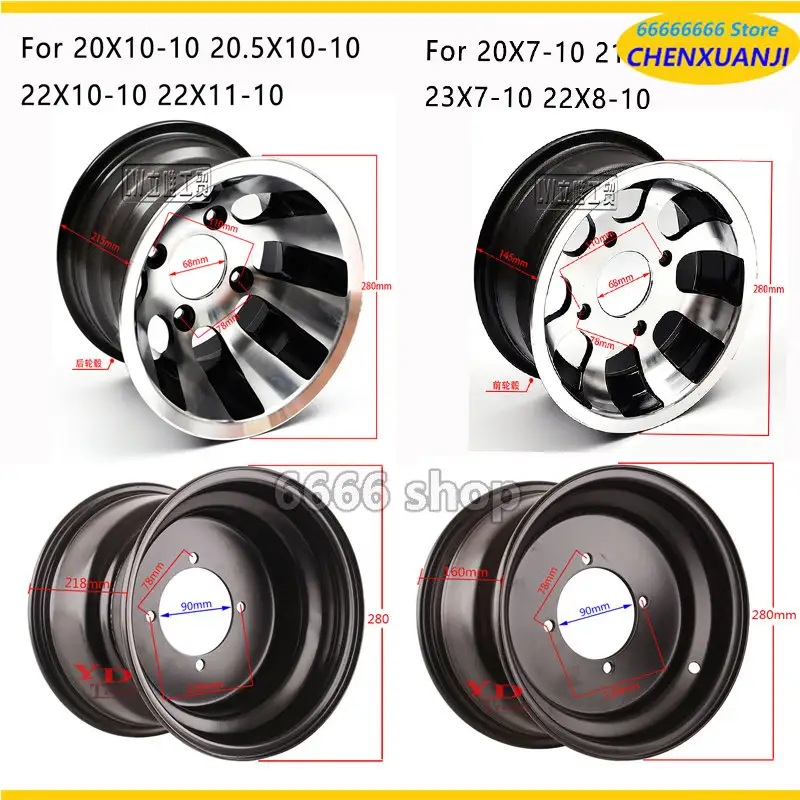 High-Quality Kart Atv Aluminum Rims, Front & Rear, Perfect Fit.