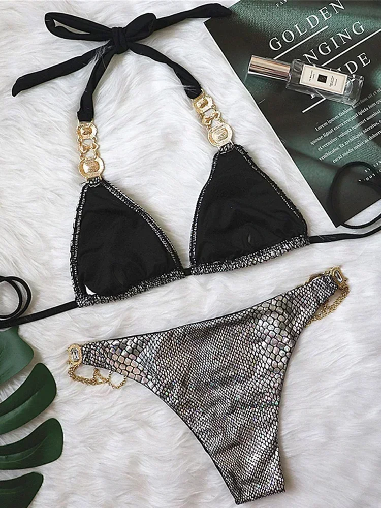 2025 Shiny Rhinestone Diamond Bikini Women Swimsuit Female Swimwear Two ...