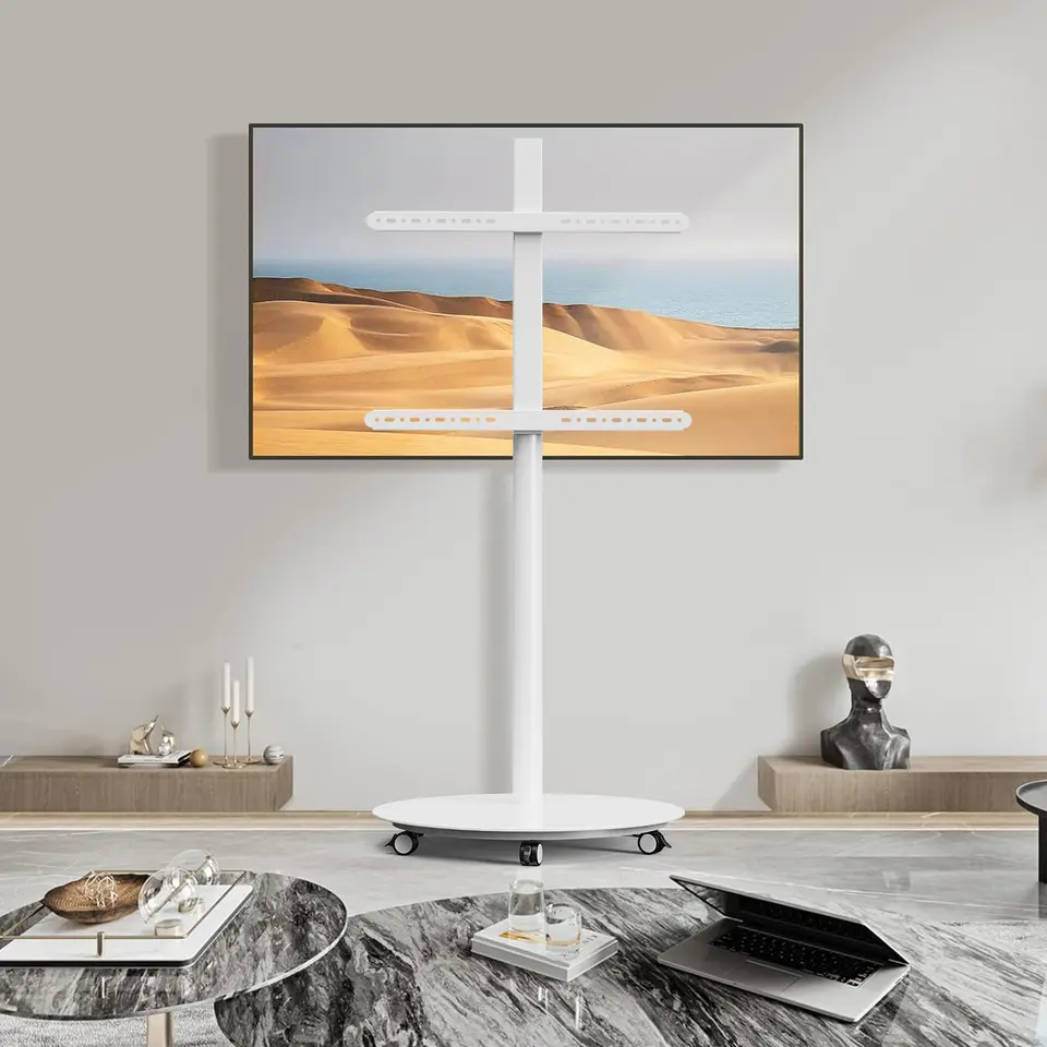 Elevate Your Tv With Our Modern 32-65 Inch Height Adjustable Rolling Stand!