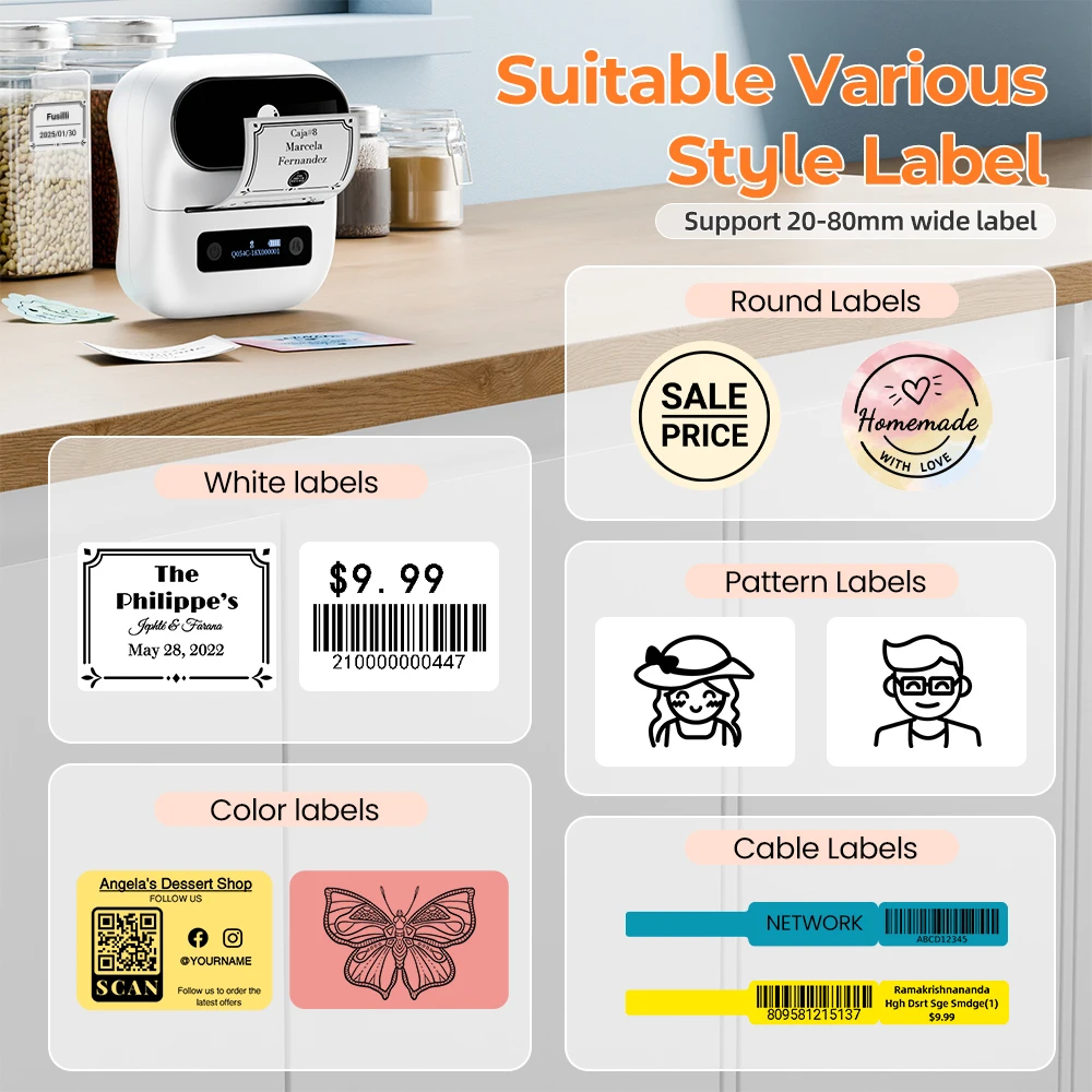 Zodzi M220 Label Printer 75mm Thermal Label Maker for Barcode Address ...