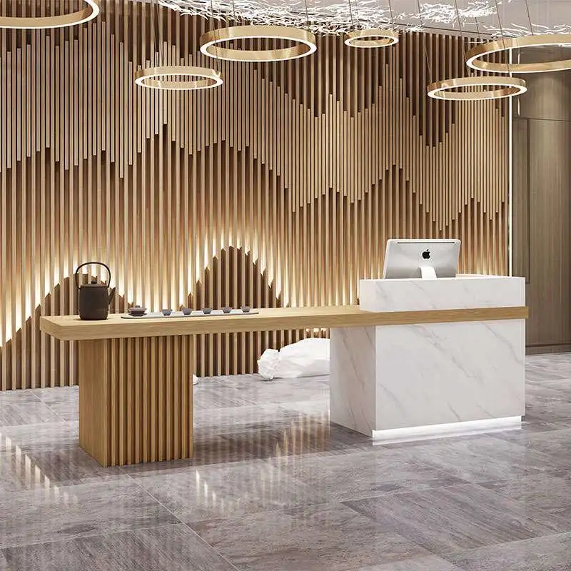 Stylish Brown Reception Desks, Multifunctional Display Counters, Modern ...