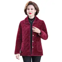 Middle-aged Old People Winter Jackets Gold Velvet Cotton Parka Grandma ...