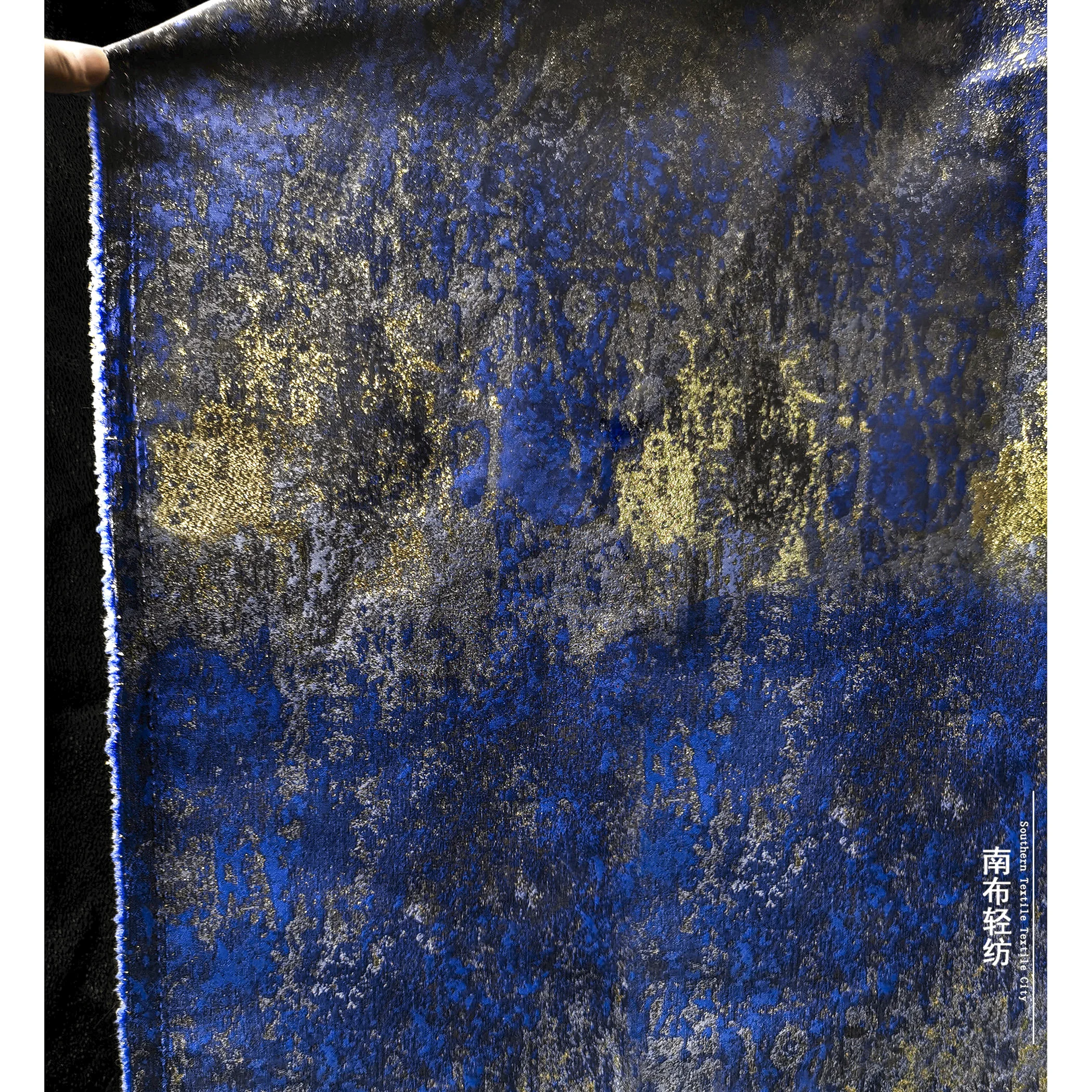 Vintage Blue Jacquard Fabric Heavy Craft Gradient Hanfu Chinese Style ...