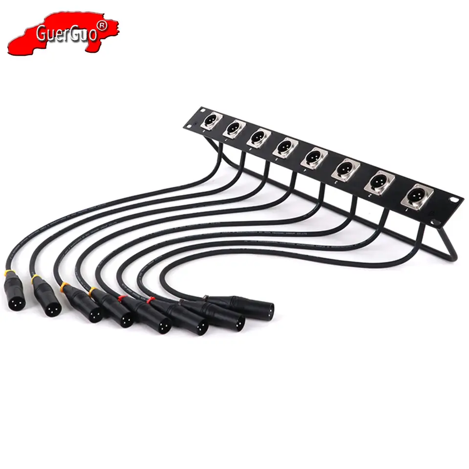 8-Hole 3Pin XLR Panel Mount MIC Male Socket to 3Pin XLR Male Audio ...