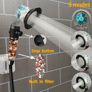 Turbo Propeller Pressurized Shower Head With Filter 3 Modes High ...