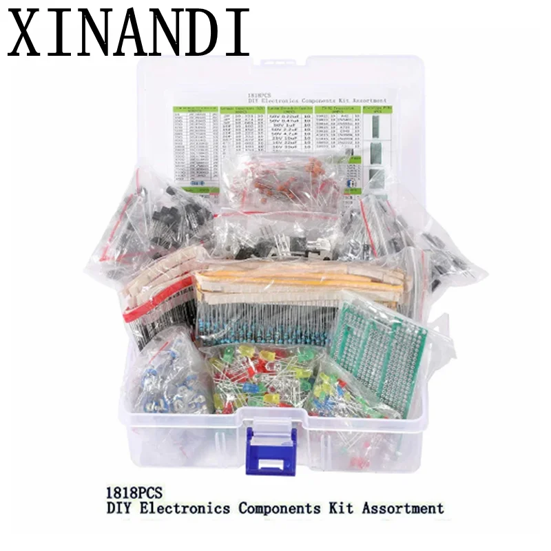 1818Pcs Diy Electronics Components Kit + Integrated Circuits Assortment