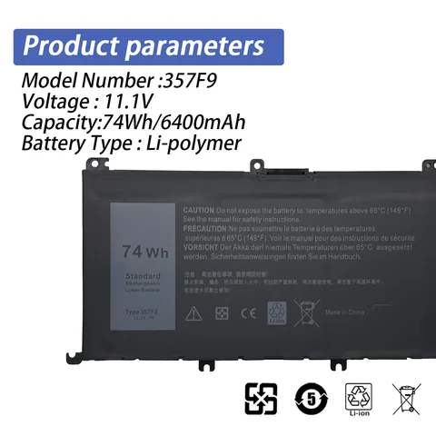 Batería 357F9 74WH para ordenador portátil, para Dell Inspiron 15, 7000 ...