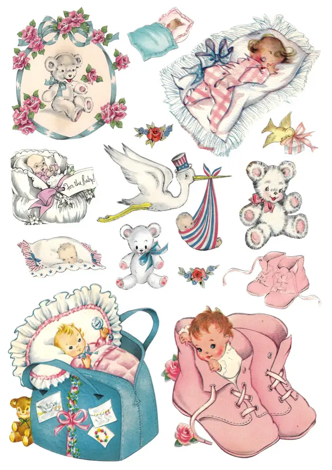Vintage cute baby Stickers Crafts And Scrapbooking stickers kids toys ...